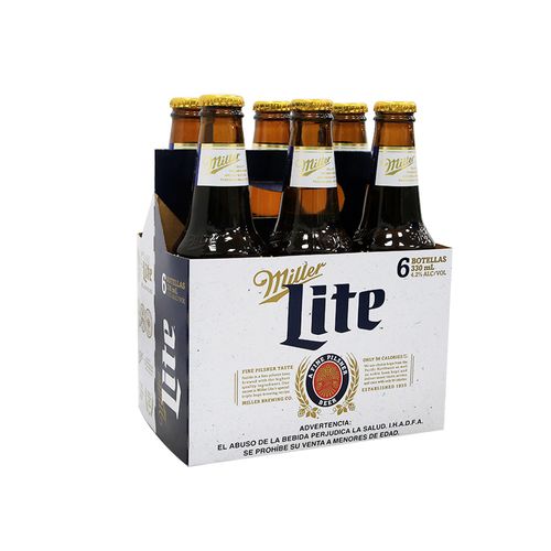 Cerveza miller lite botella 6 pack 330ml - lacolonia